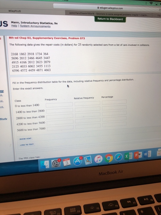 Solved a edugen Return to Blackboard Mann, Introductory | Chegg.com