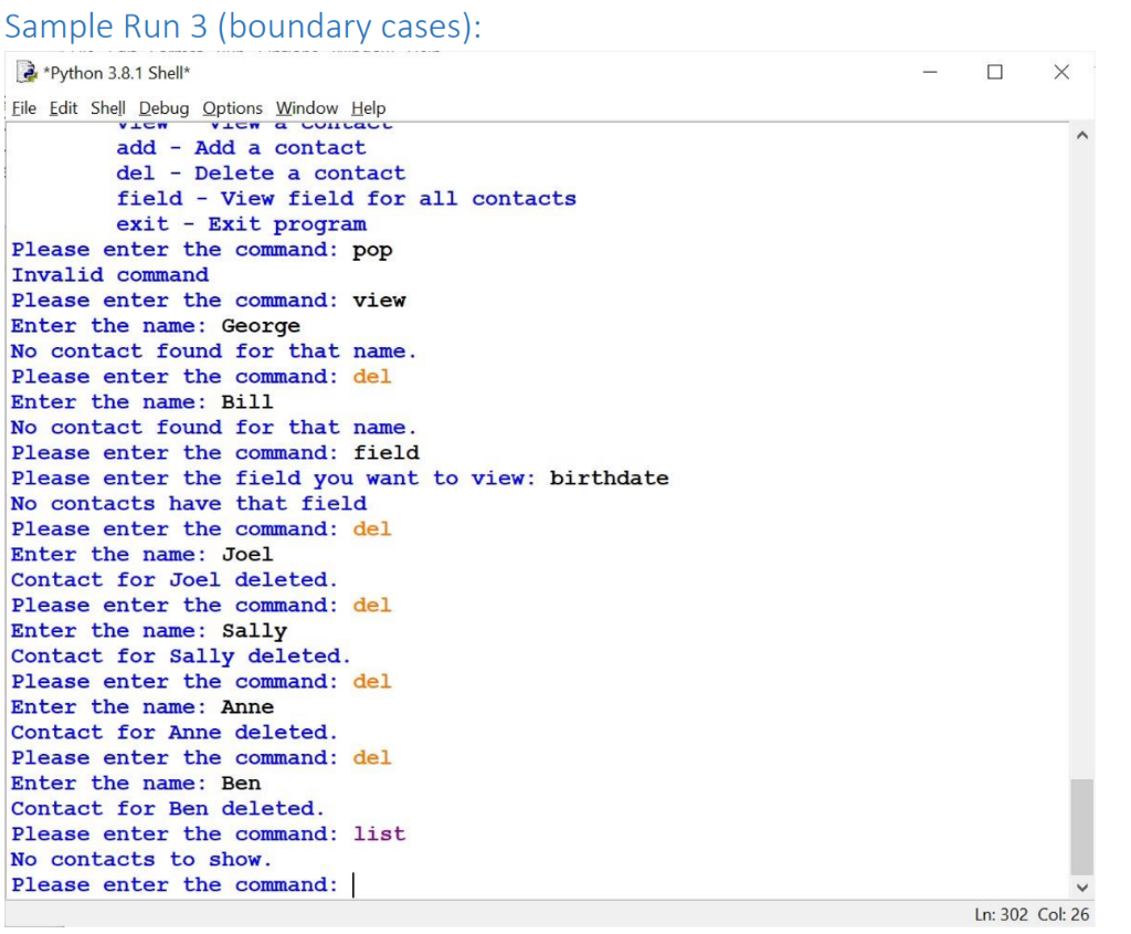 Solved COMMAND MENU list - Display all contacts (Displays an | Chegg.com