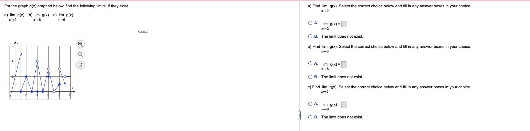 Solved For the graph g(x) graphed below, find the following | Chegg.com