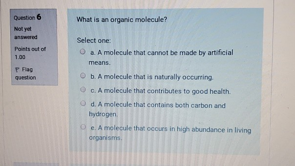 Solved Of the organic molecules listed below, which group | Chegg.com