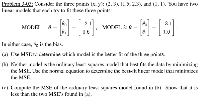 Solved Problem 3-03: Consider the three points | Chegg.com