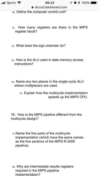Solved all Sprint令 09:23 dcccd.blackboard.com * 100% 1. The | Chegg.com