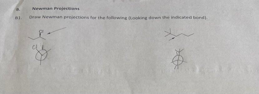 Solved B. Newman Projections B1. Draw Newman projections for | Chegg.com