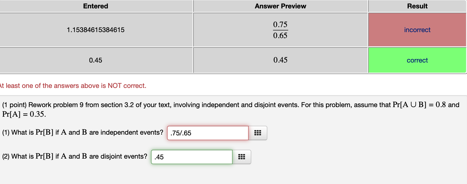 Solved (1 point) Rework problem 9 from section 3.2 of your | Chegg.com