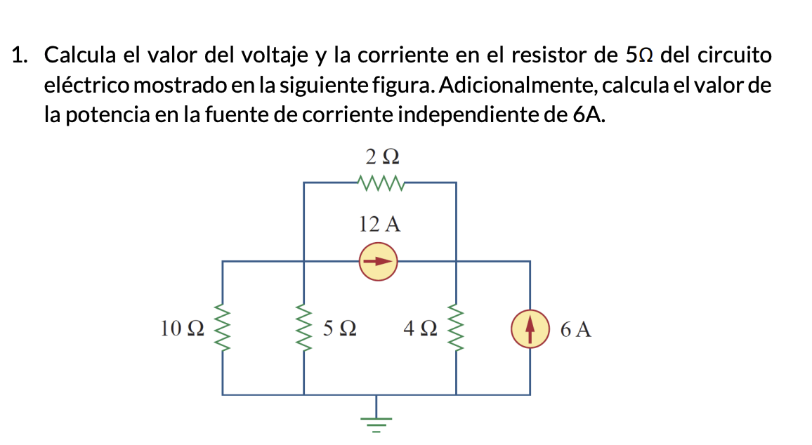 Solved Calcula el valor del voltaje y la corriente en el | Chegg.com