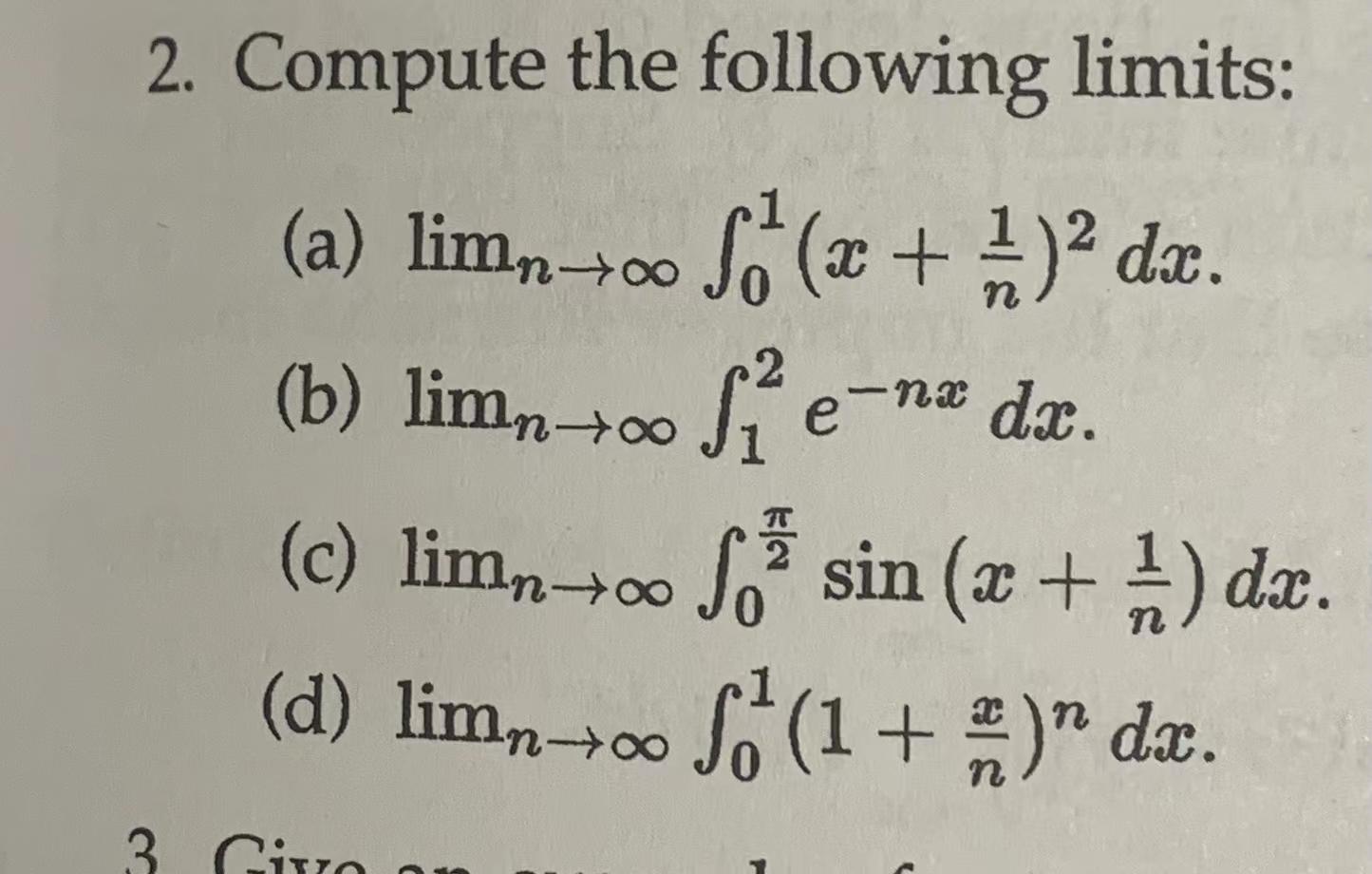 Solved 2. Compute the following limits: (a) | Chegg.com