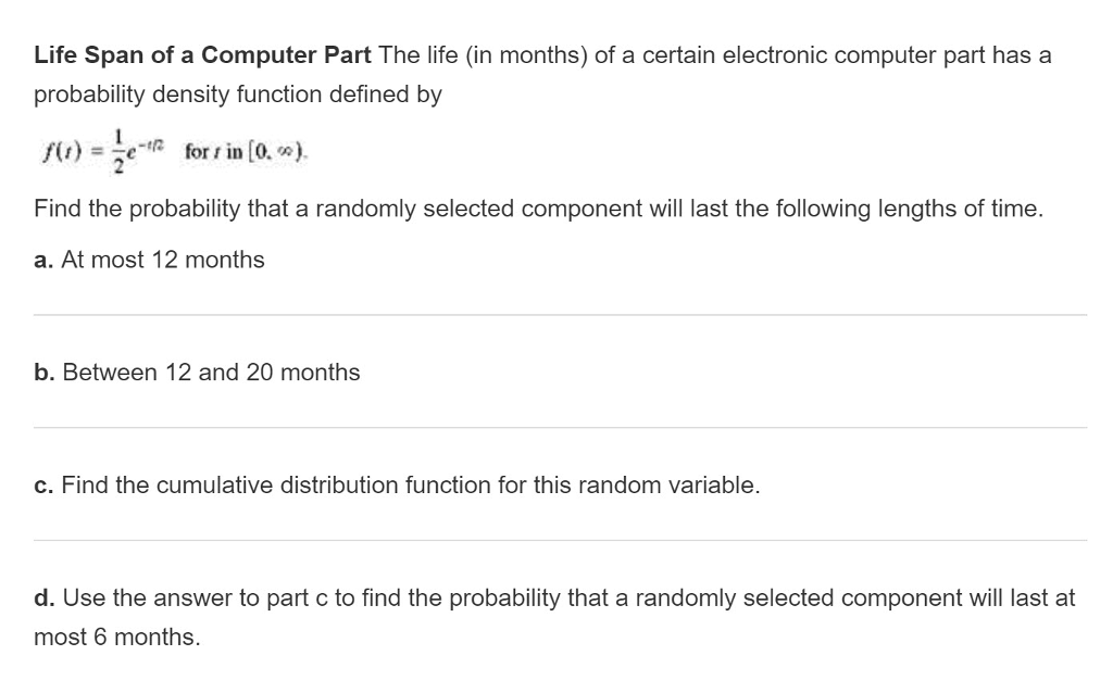 Solved Life Span of a Computer Part The life (in months) of | Chegg.com