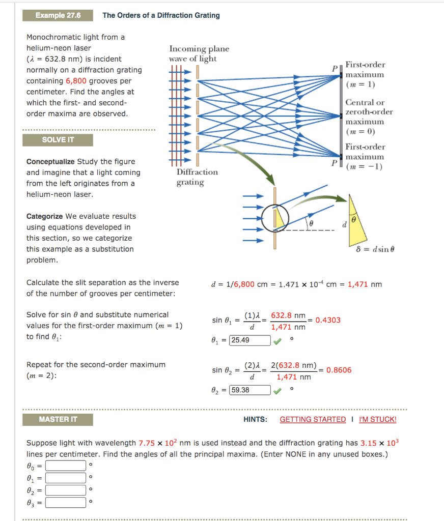 Solved Example 27.6 The Orders of a Diffraction Grating | Chegg.com