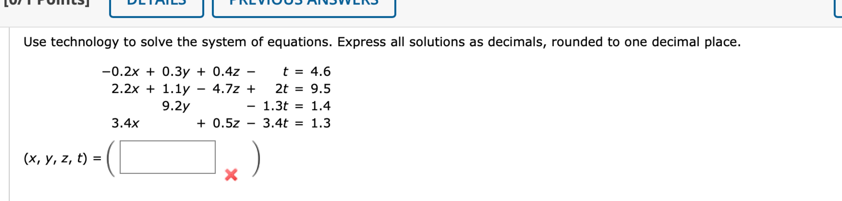 Solved Use technology to solve the system of equations. | Chegg.com