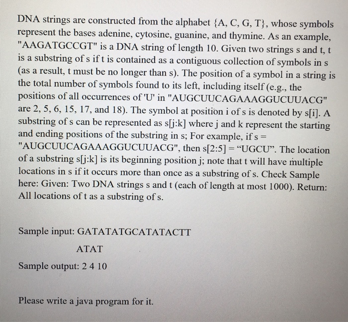 Solved DNA strings are constructed from the alphabet (A, C, | Chegg.com