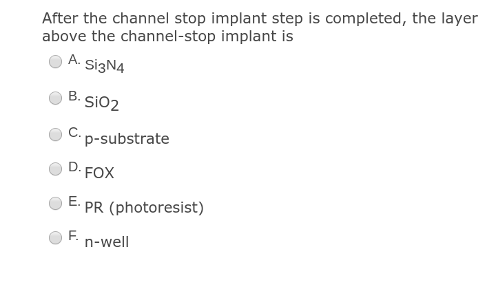 Solved After the channel stop implant step is completed, the | Chegg.com