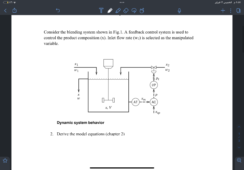 Solved Consider the blending system shown in Fig.1. A | Chegg.com