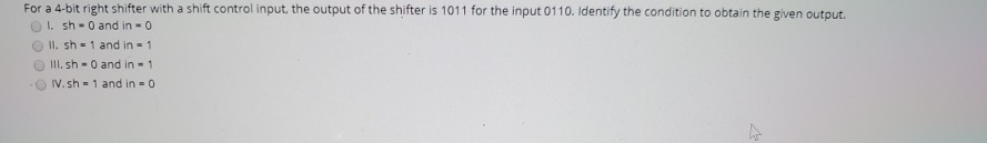 Solved For a 4-bit right shifter with a shift control input | Chegg.com