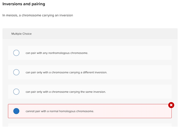[Solved]: Inversions and pairing In meiosis, a chromosome