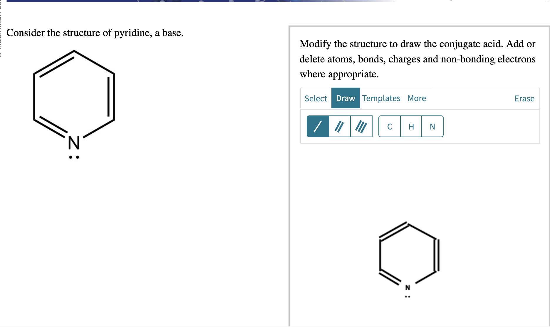 Solved Consider the structure of pyridine, a base.Modify the | Chegg.com