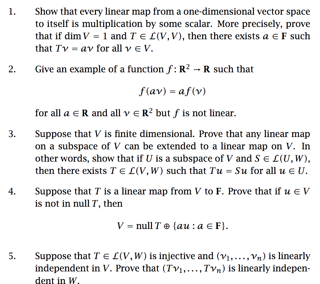 Solved 1. Show that every linear map from a one-dimensional | Chegg.com