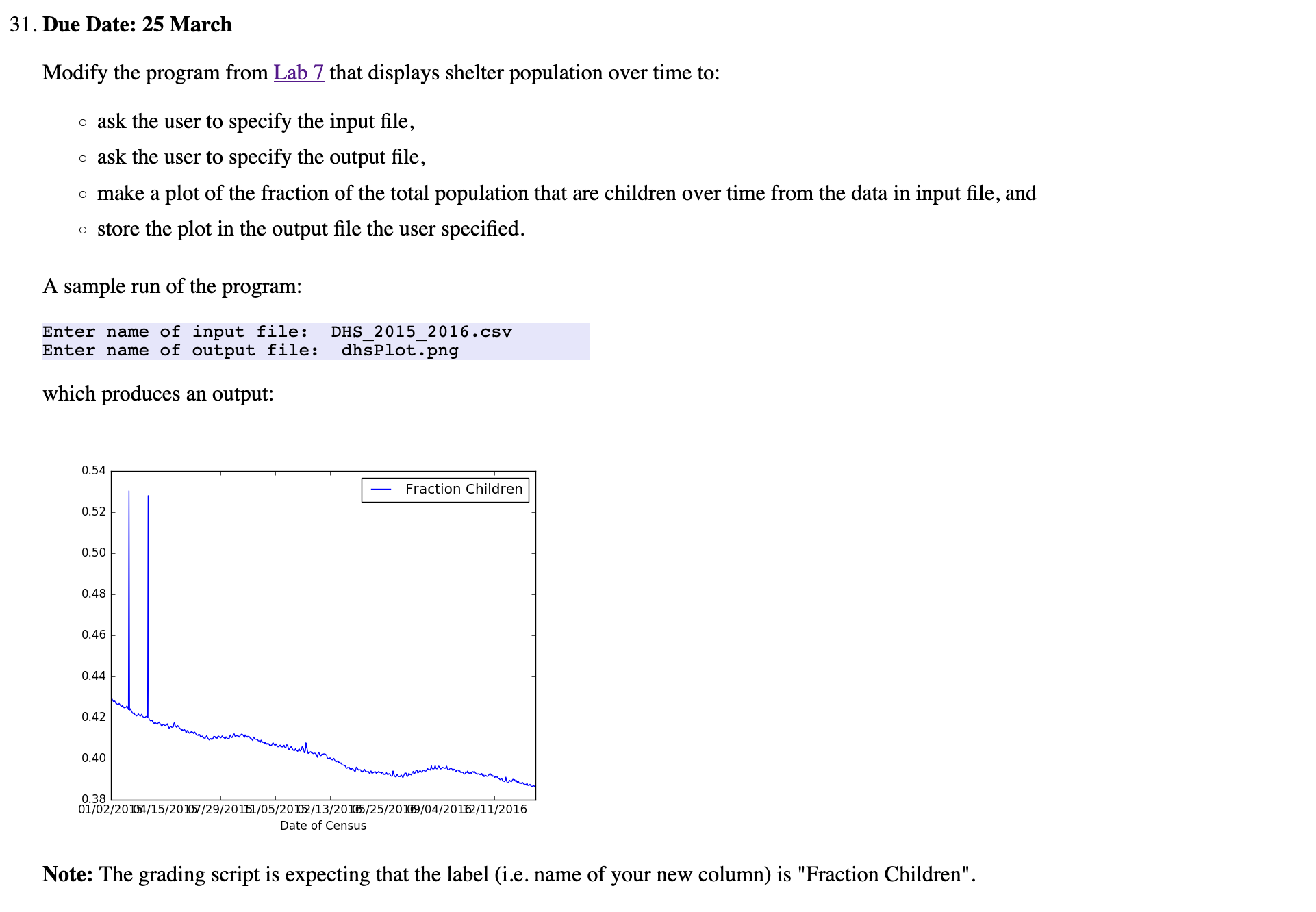 Solved 31. Due Date: 25 March Modify the program from Lab 7 | Chegg.com