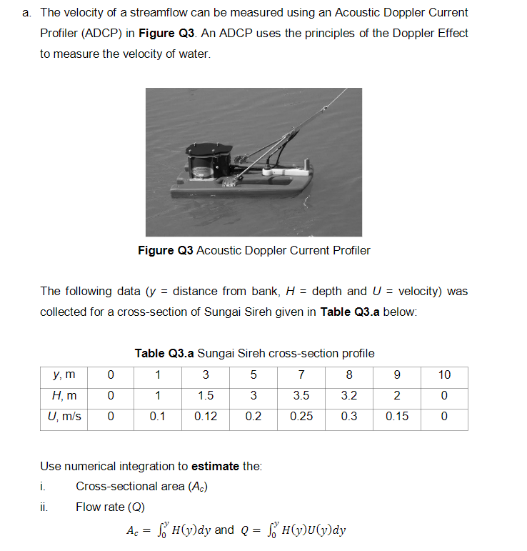 Solved a. The velocity of a streamflow can be measured using | Chegg.com