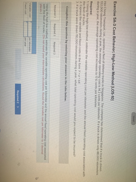 Solved Required information Exercise 5A-4 High-Low Method; | Chegg.com