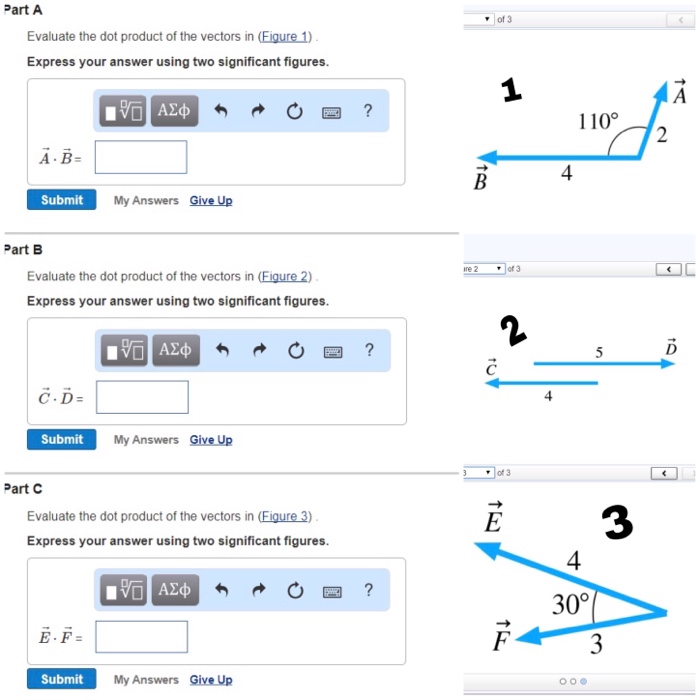 Solved Part A 1013 Evaluate the dot product of the vectors | Chegg.com