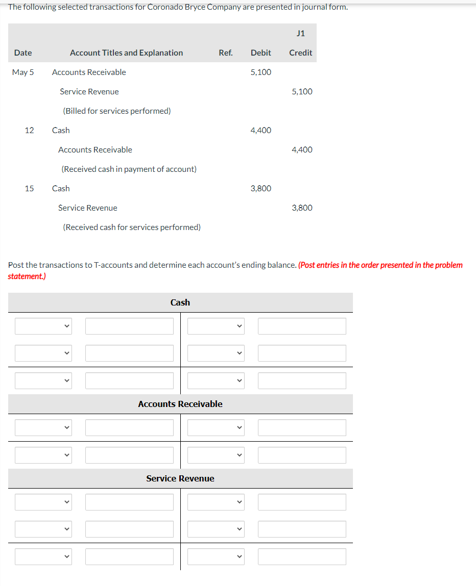 Solved Post the transactions to T-accounts and determine | Chegg.com