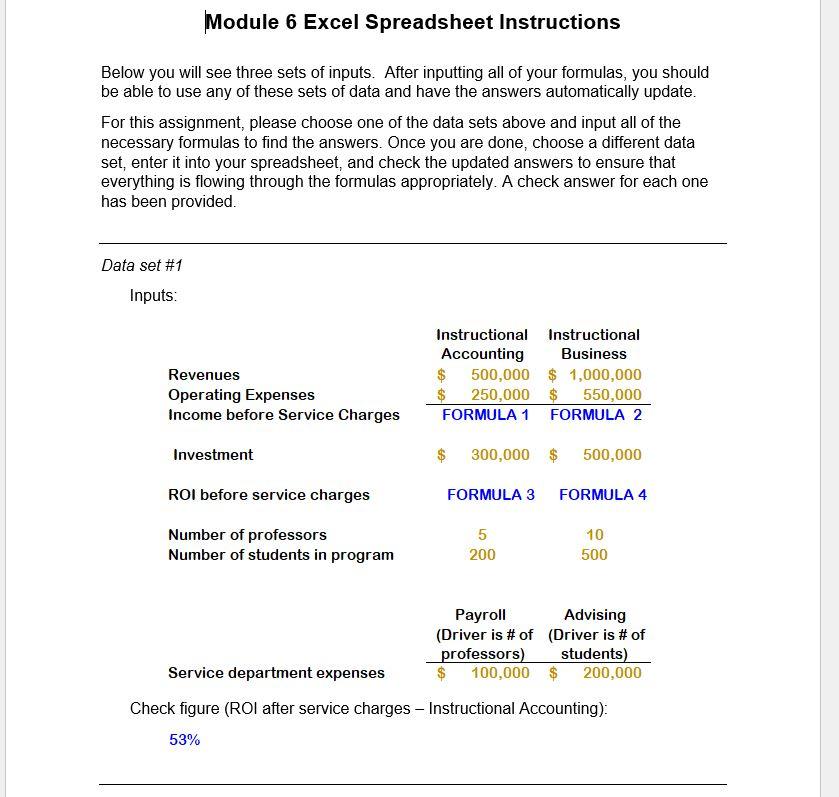Solved Module 6 Excel Spreadsheet Instructions Below you | Chegg.com