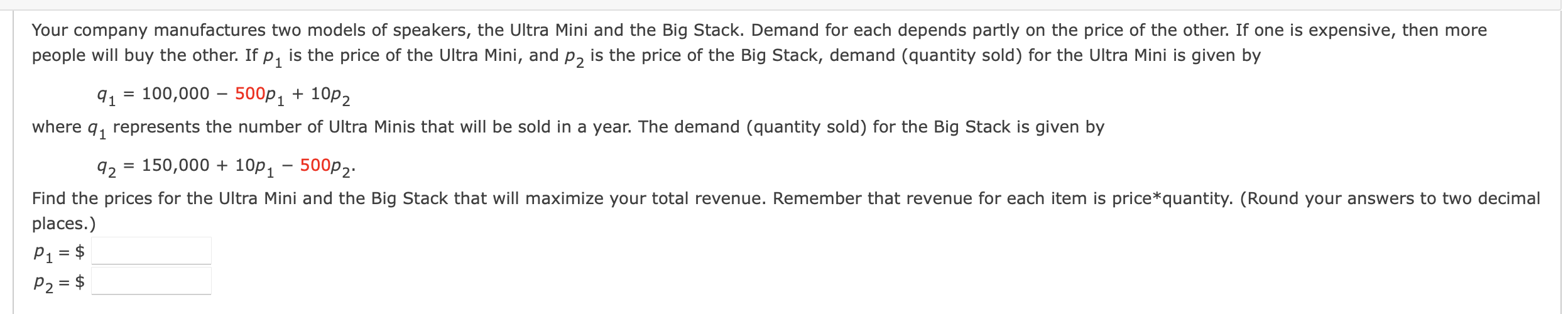 Solved = Your company manufactures two models of speakers, | Chegg.com