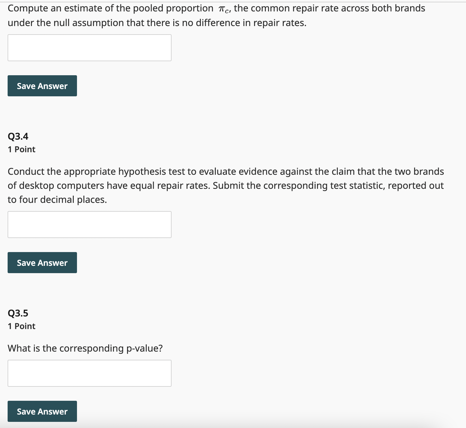 Solved Compute an estimate of the pooled proportion πc, ﻿the | Chegg.com