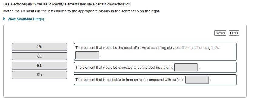 Solved Use electronegativity values to identify elements | Chegg.com