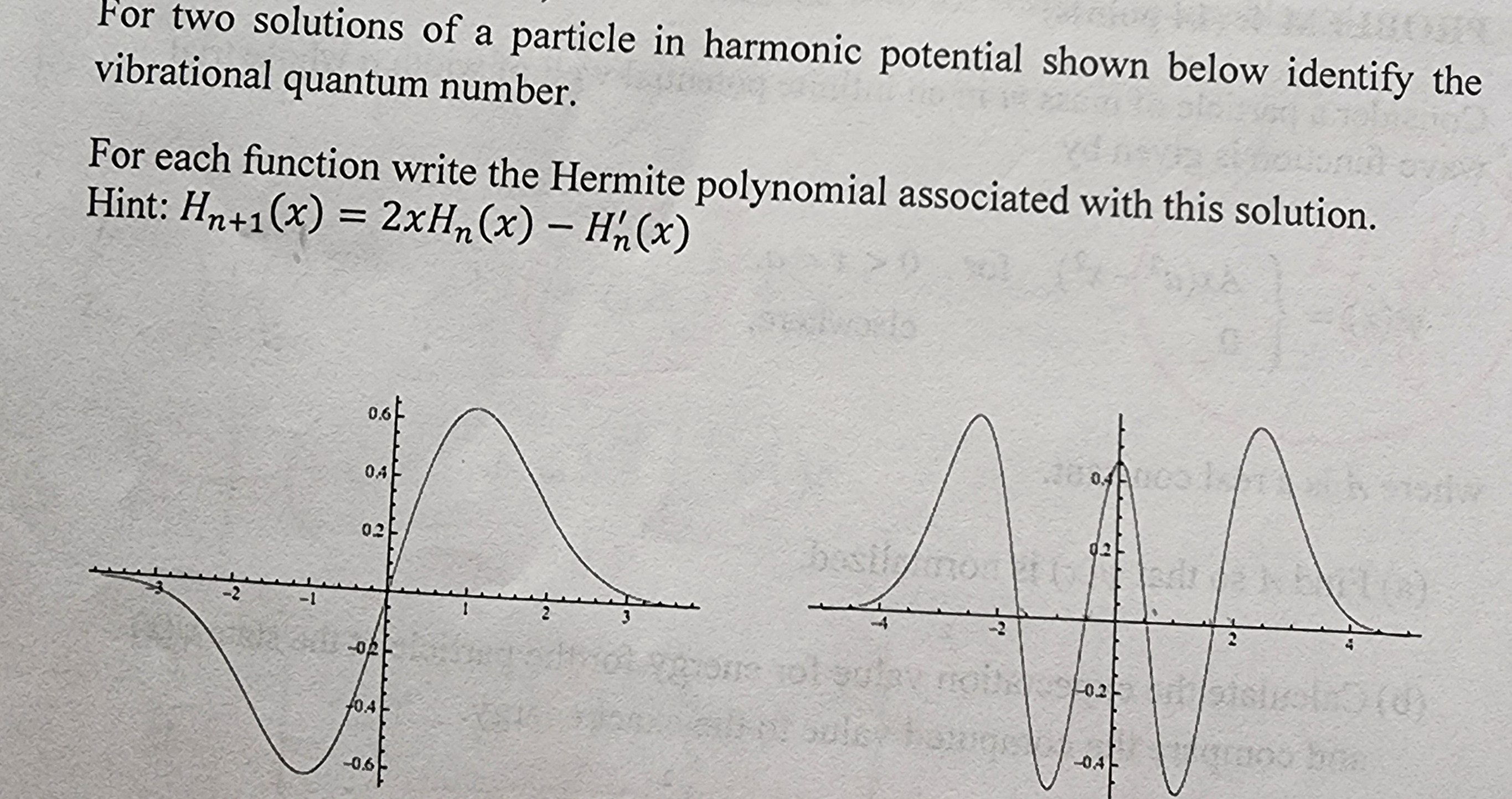 For two solutions of a particle in harmonic potential | Chegg.com
