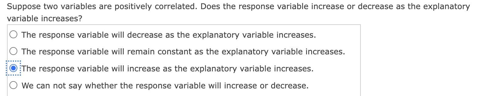 Solved Suppose two variables are positively correlated. Does | Chegg.com