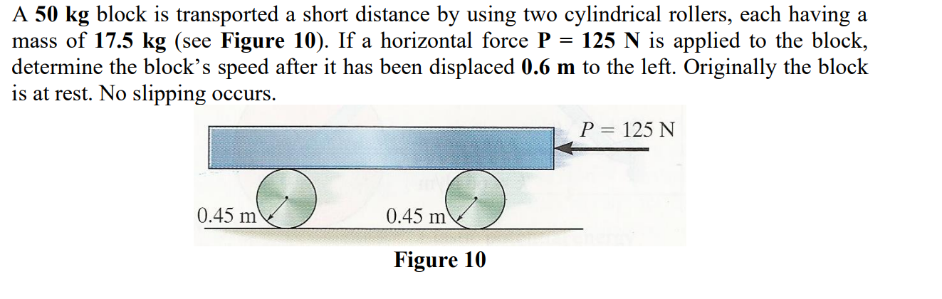 Solved = A 50 kg block is transported a short distance by | Chegg.com