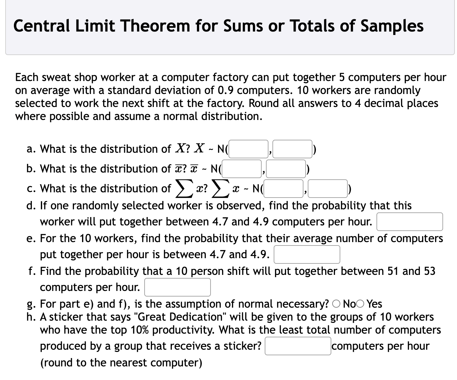 Solved Central Limit Theorem for Sums or Totals of Samples | Chegg.com