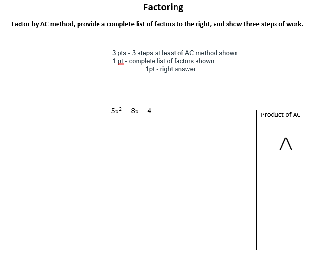 Solved Factoring Factor by AC method, provide a complete | Chegg.com