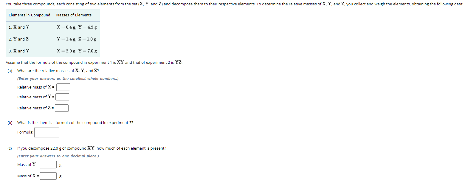 Solved Assume that the formula of the compound in experiment | Chegg.com