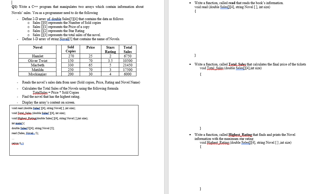Solved Write a function, called read that reads the book's | Chegg.com