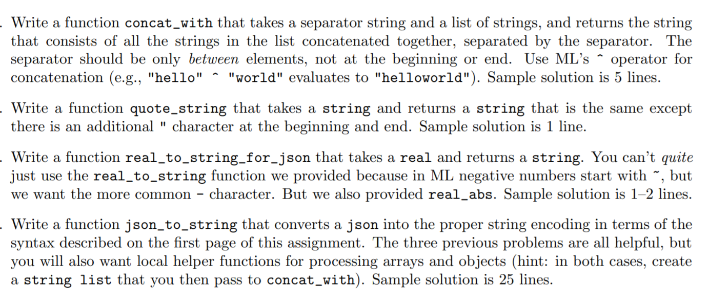 Solved I have to write the following functions using SML. | Chegg.com