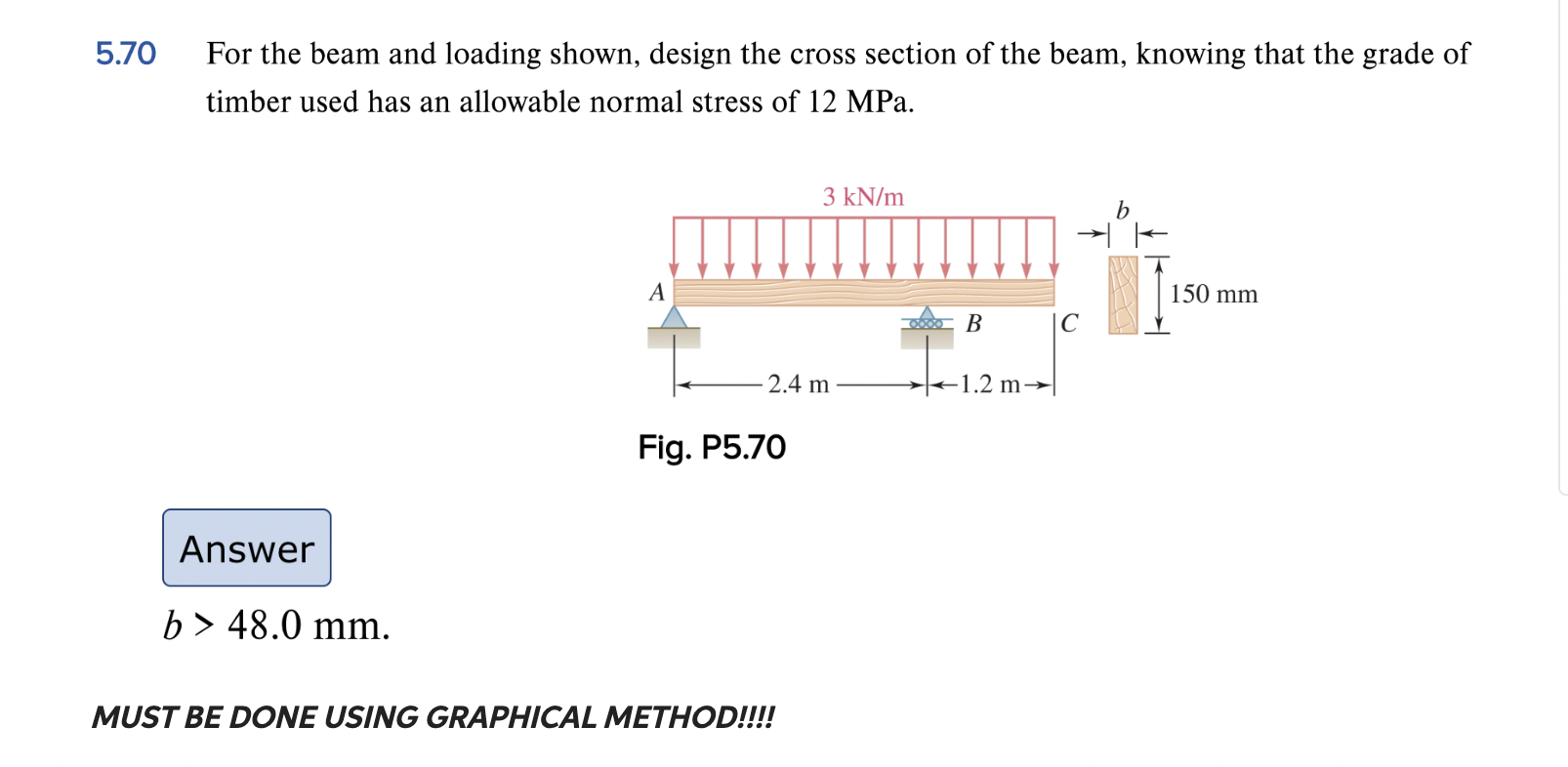 Solved 5.70 For the beam and loading shown, design the cross | Chegg.com