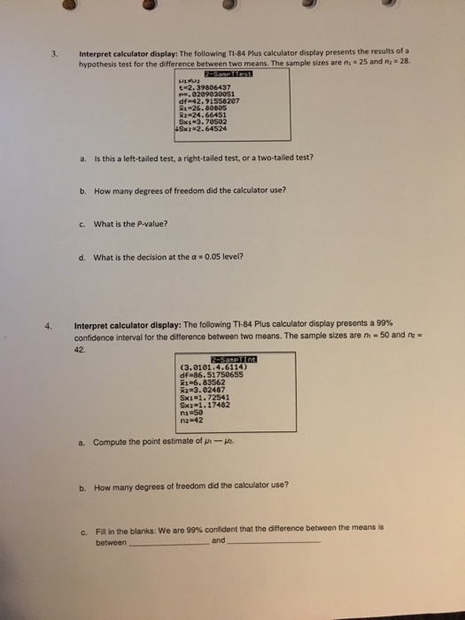 Solved 210 Statistics Inferences on 2 Means- Independent | Chegg.com