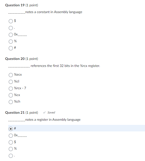 Solved notes a constant in Assembly language $ 0x % # | Chegg.com