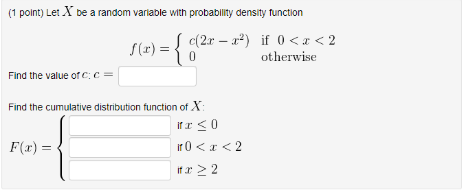 Solved (1 point) Let X be a random variable with probability | Chegg.com