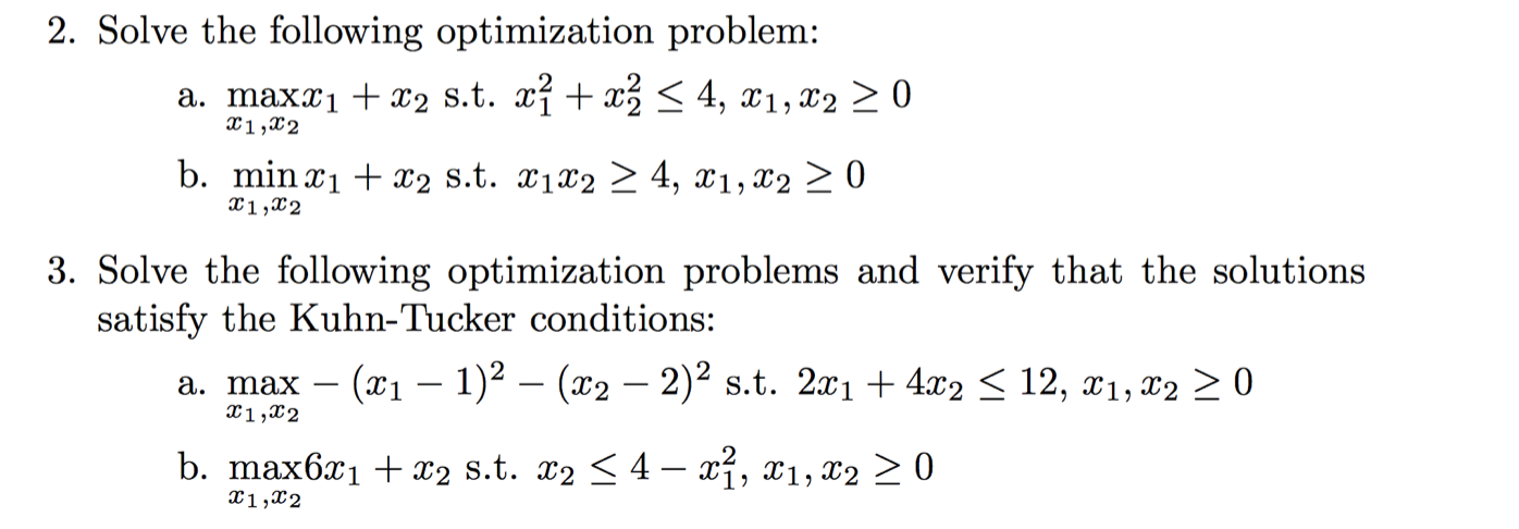 Solved 2. Solve the following optimization problem: a. maxx1 | Chegg.com