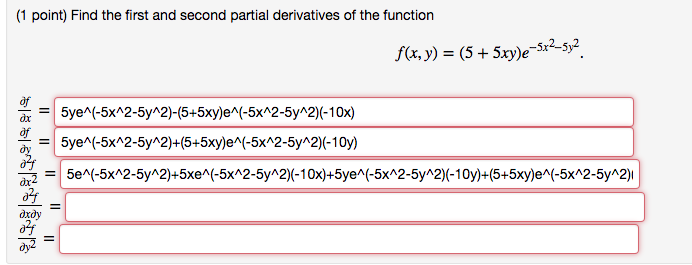 Solved Find the first and second partial derivatives of the | Chegg.com