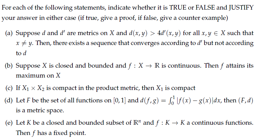 Solved For each of the following statements, indicate | Chegg.com