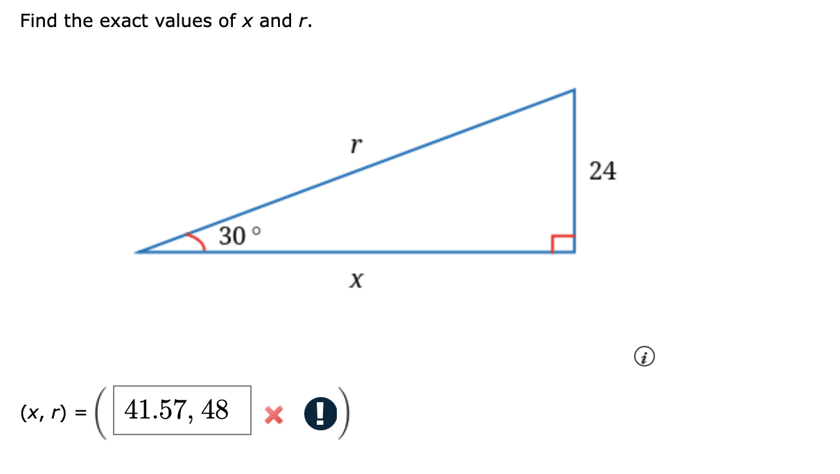 Solved Find the exact values of x and r. | Chegg.com