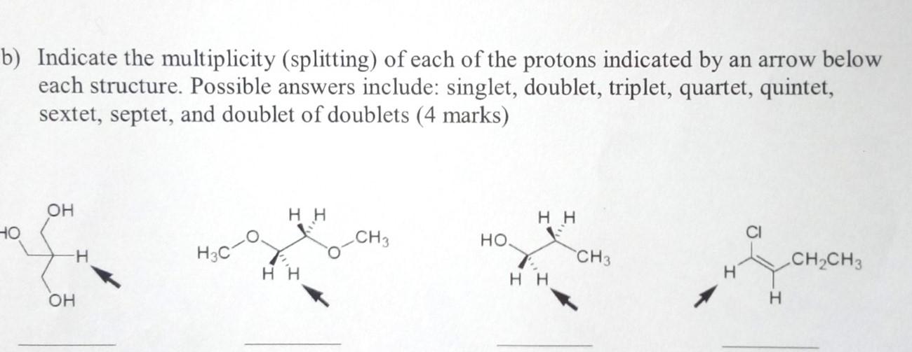 Solved Indicate the multiplicity (splitting) of each of the | Chegg.com