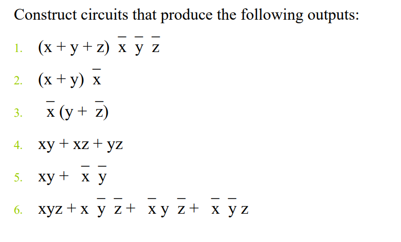 Solved Construct circuits that produce the following | Chegg.com