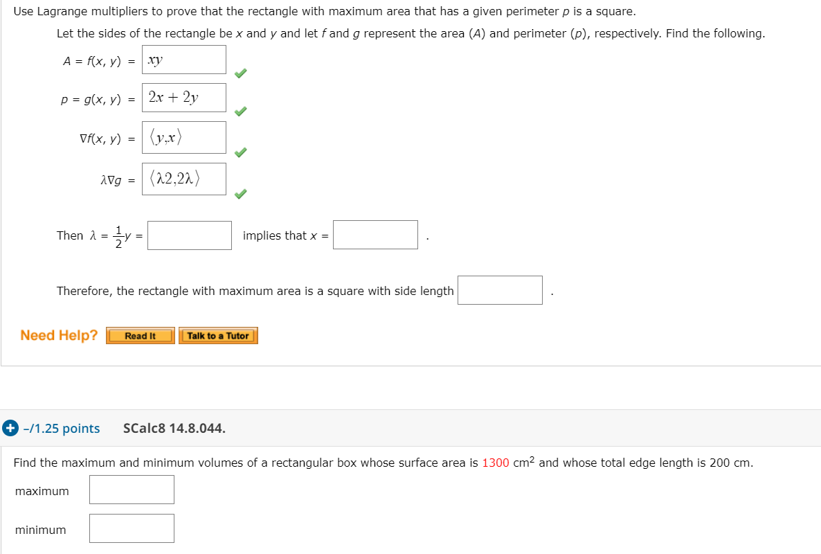 Solved Use Lagrange multipliers to prove that the rectangle | Chegg.com