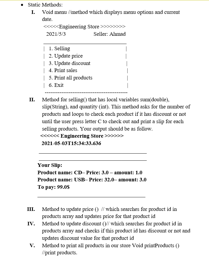 Solved Question Two Develop a simple cashier system for our | Chegg.com