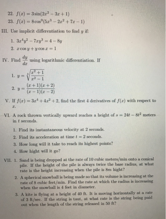 Solved II. Use the theorems on derivatives to find the | Chegg.com